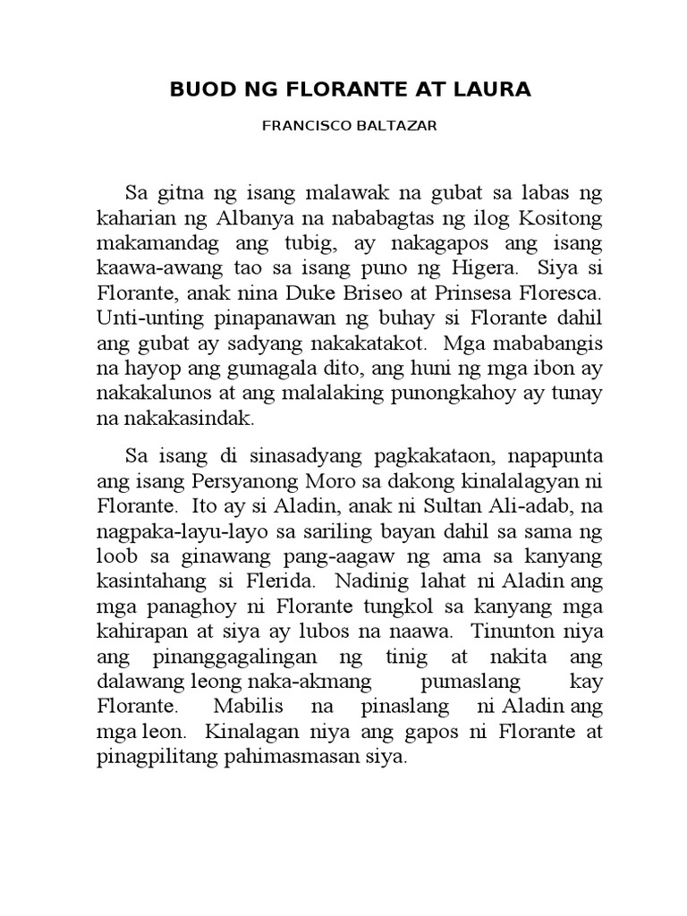 Buod NG Florante at Laura | PDF