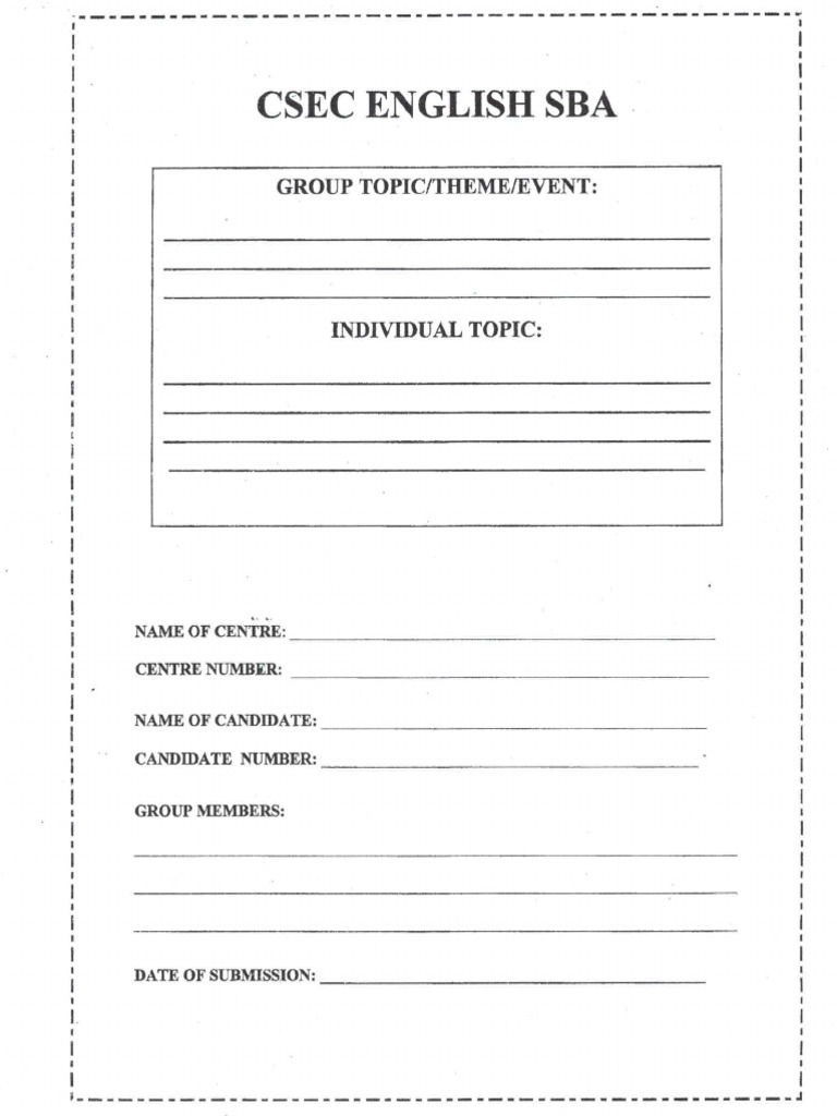 English SBA Cover Page | PDF