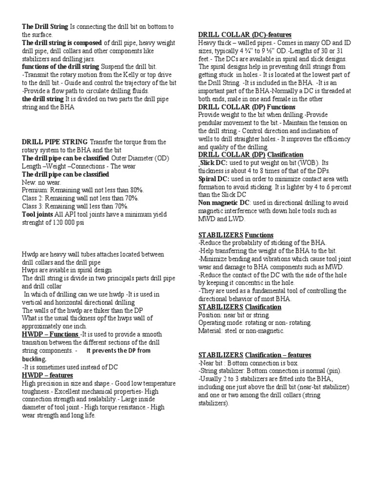 Drill String Components and Functions | PDF | Drill | Civil Engineering