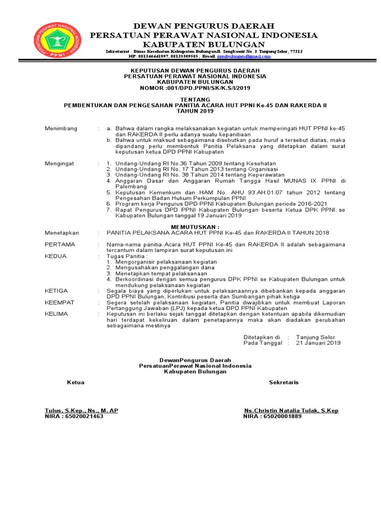 SK - Panitia - HUT | PDF