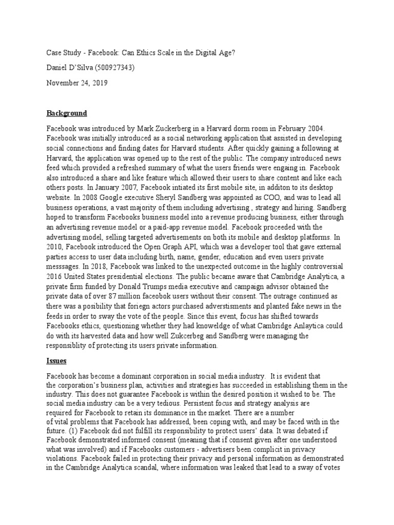 Facebook Case Study | PDF | Facebook | Social Media