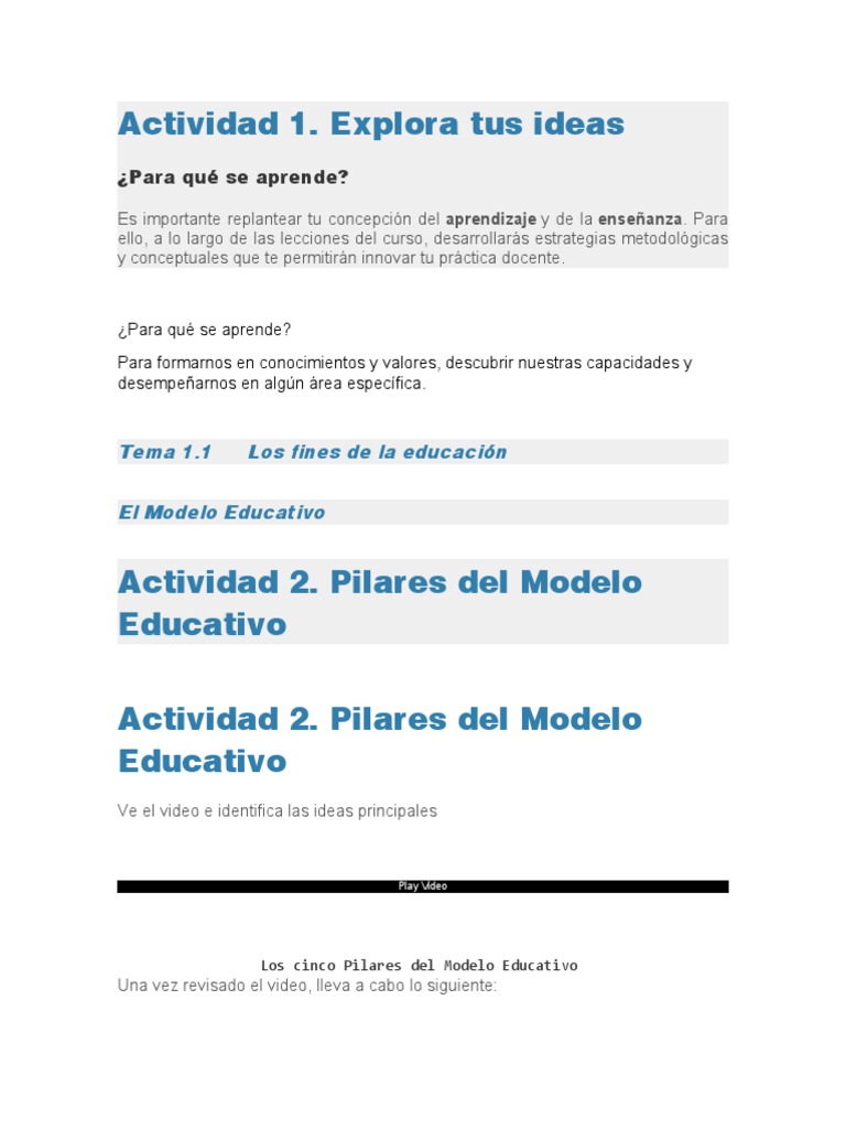 Actividad 1. Explora Tus Ideas | PDF | Pedagogía | Maestros