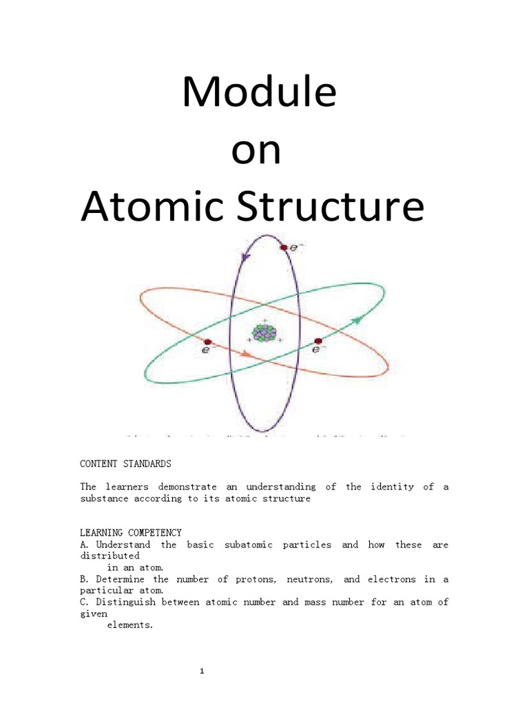 ATOMIC STRUCTURE-module | PDF | Atoms | Proton