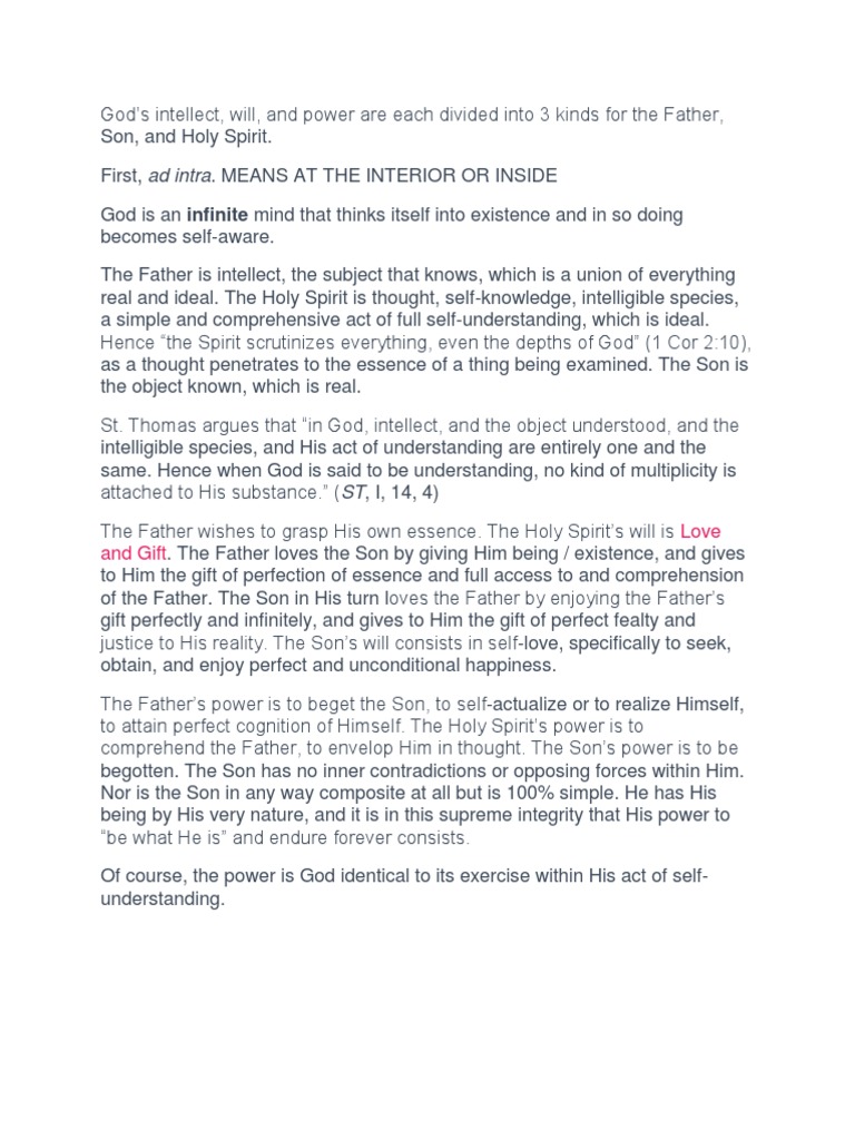 Ad Extra Ad Intra | PDF | God The Father | God