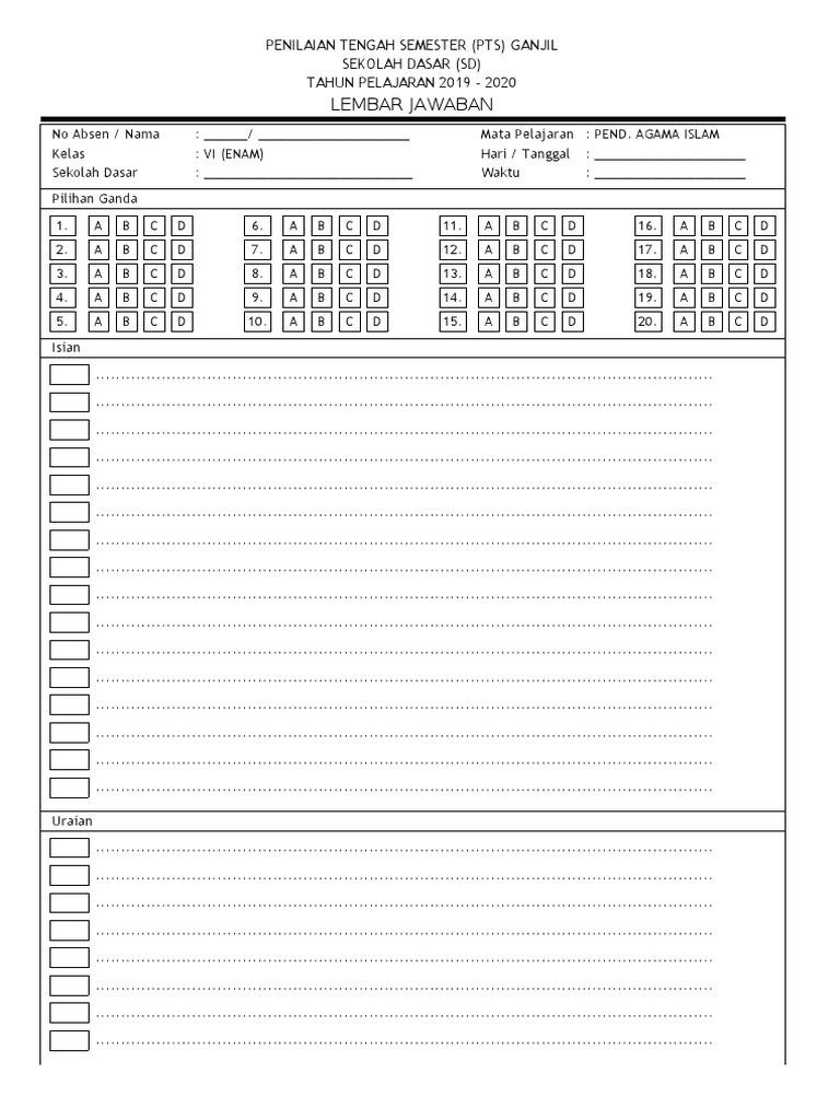 Lembar Jawaban (LJK) | PDF