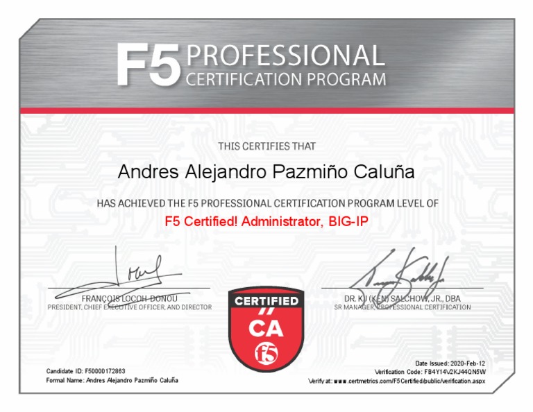 F5 Certified! Administrator, BIG-IP Certificate | PDF