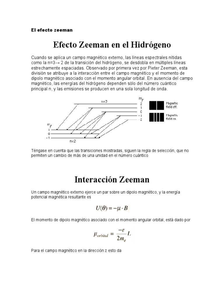 El Efecto Zeeman | PDF | Spin (Física) | Campo magnético