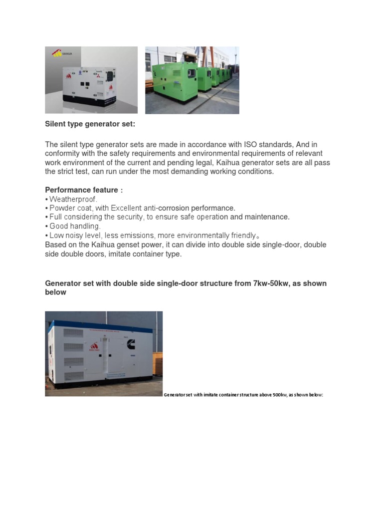 Silent Type Generator Set | PDF | Manufactured Goods | Nature