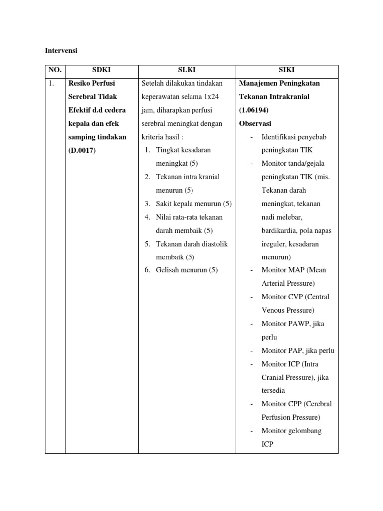 Slki + Siki Resiko Perfusi Serebral Tidak Efektif | PDF