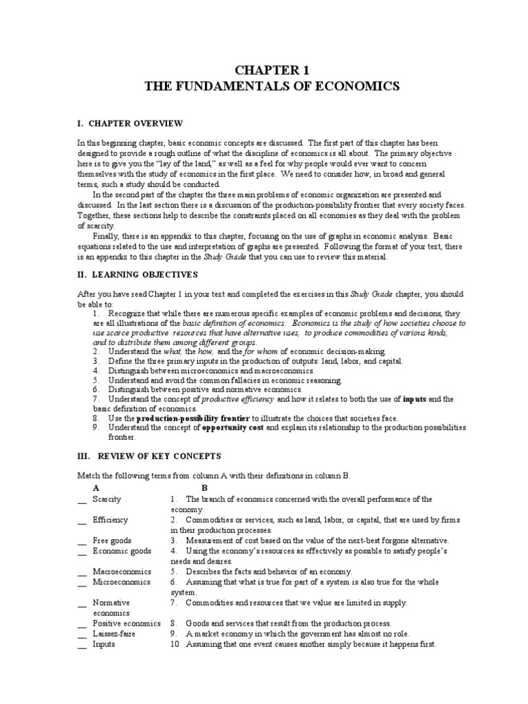 Fundamentals of Economics Overview | PDF | Factors Of Production ...