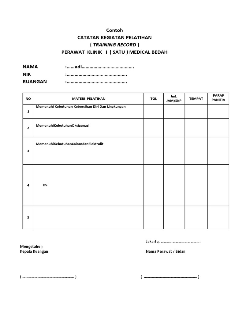 Contoh Catatan Kegiatan Pelatihan | PDF