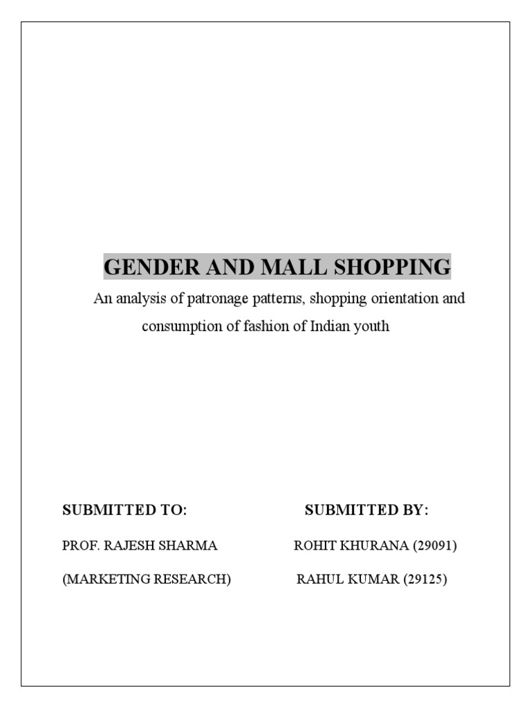 Gender Differences in Mall Shopping | PDF | Retail | P Value