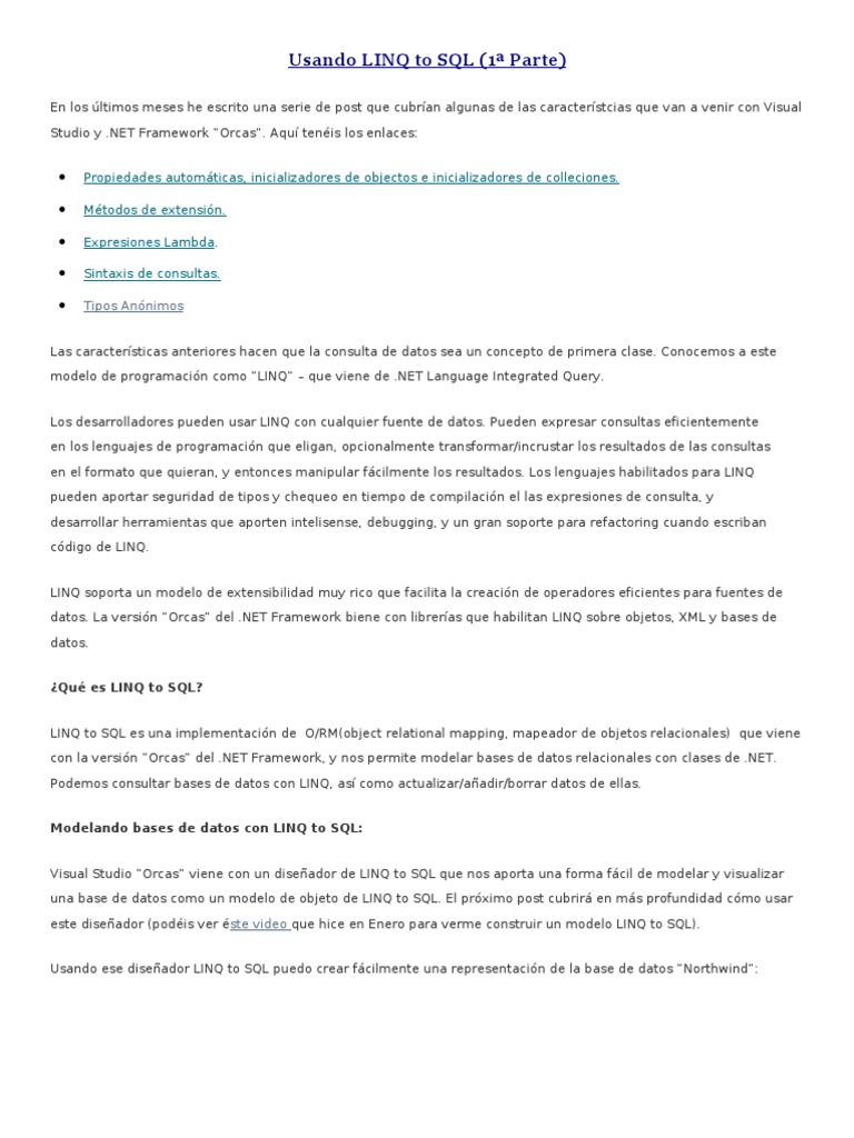 Usando Linq To SQL | PDF