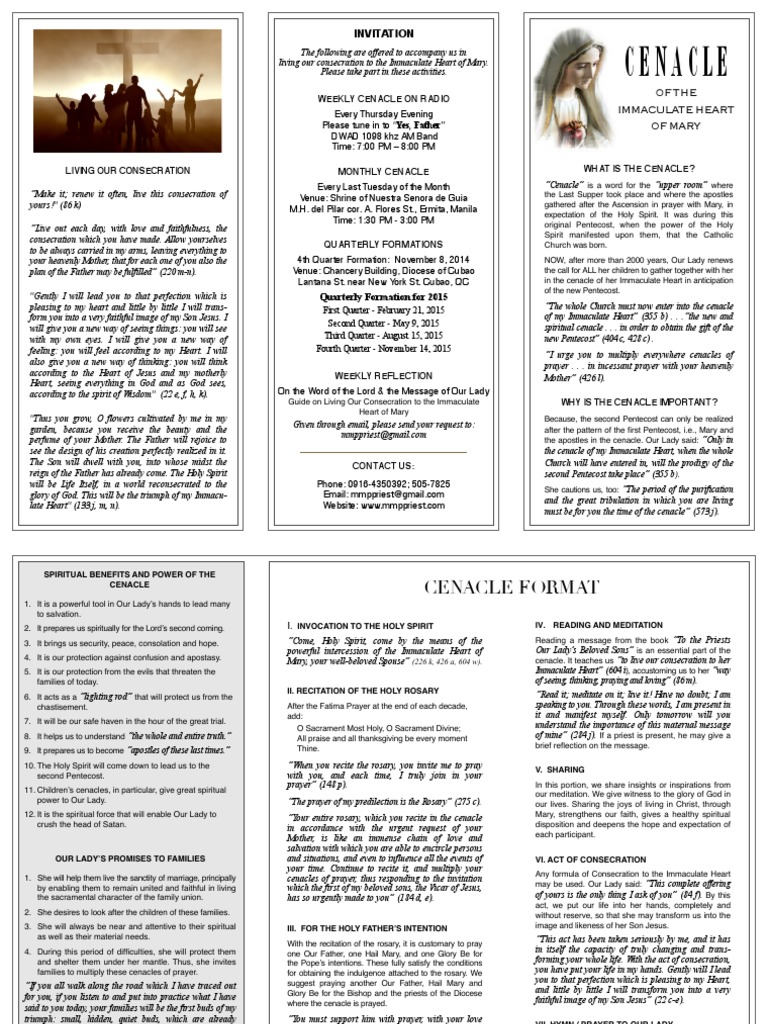 Cenacle Guide | PDF | Rosary | Mary, Mother Of Jesus