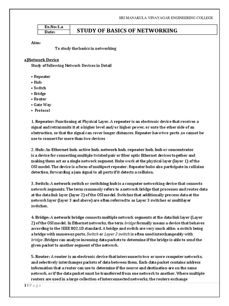 CN Lab Manual 2018 | PDF | Network Switch | Port (Computer Networking)