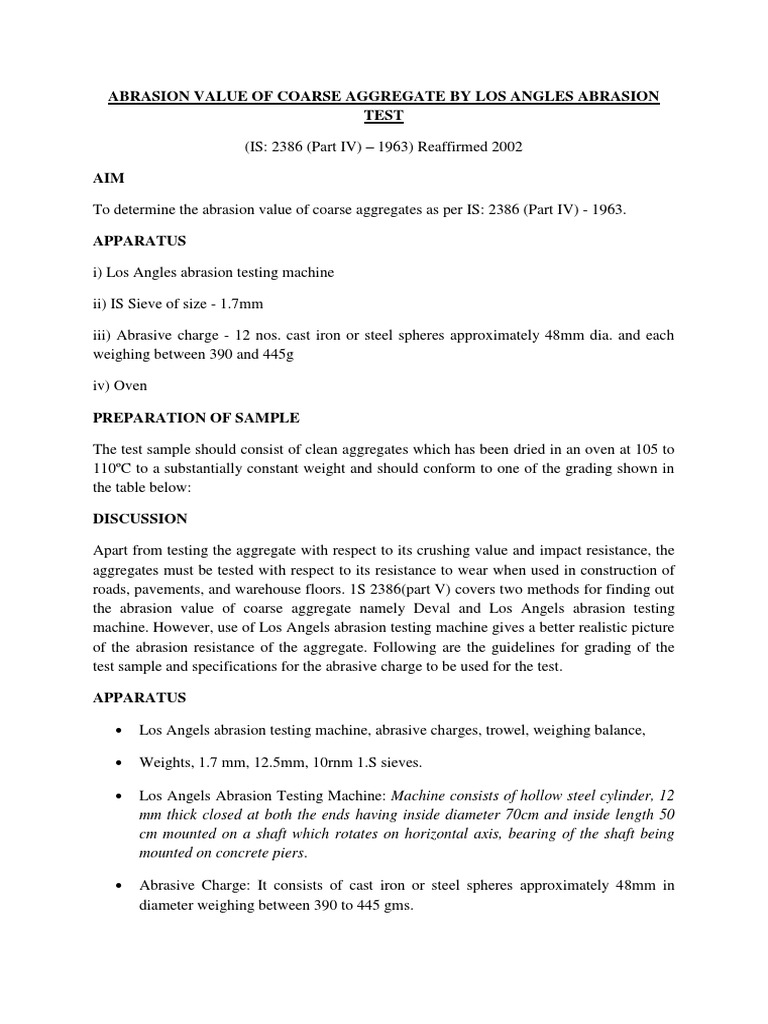 Abrasion Value | PDF | Construction Aggregate | Mechanical Engineering