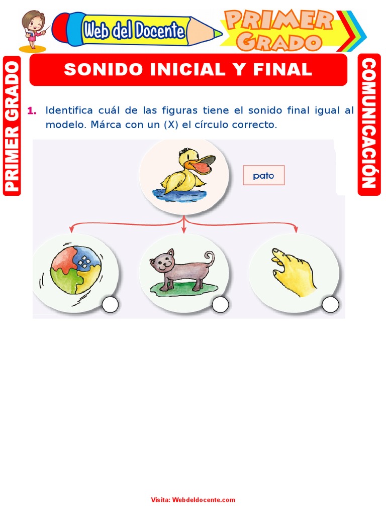 Sonidos Iniciales y Finales para Primer Grado | PDF