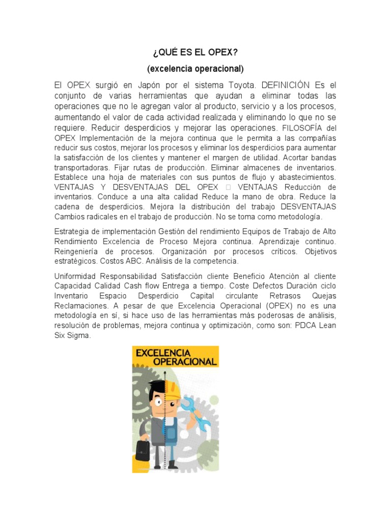 Definición y Filosofía del OPEX | PDF | Six Sigma | Calidad (comercial)