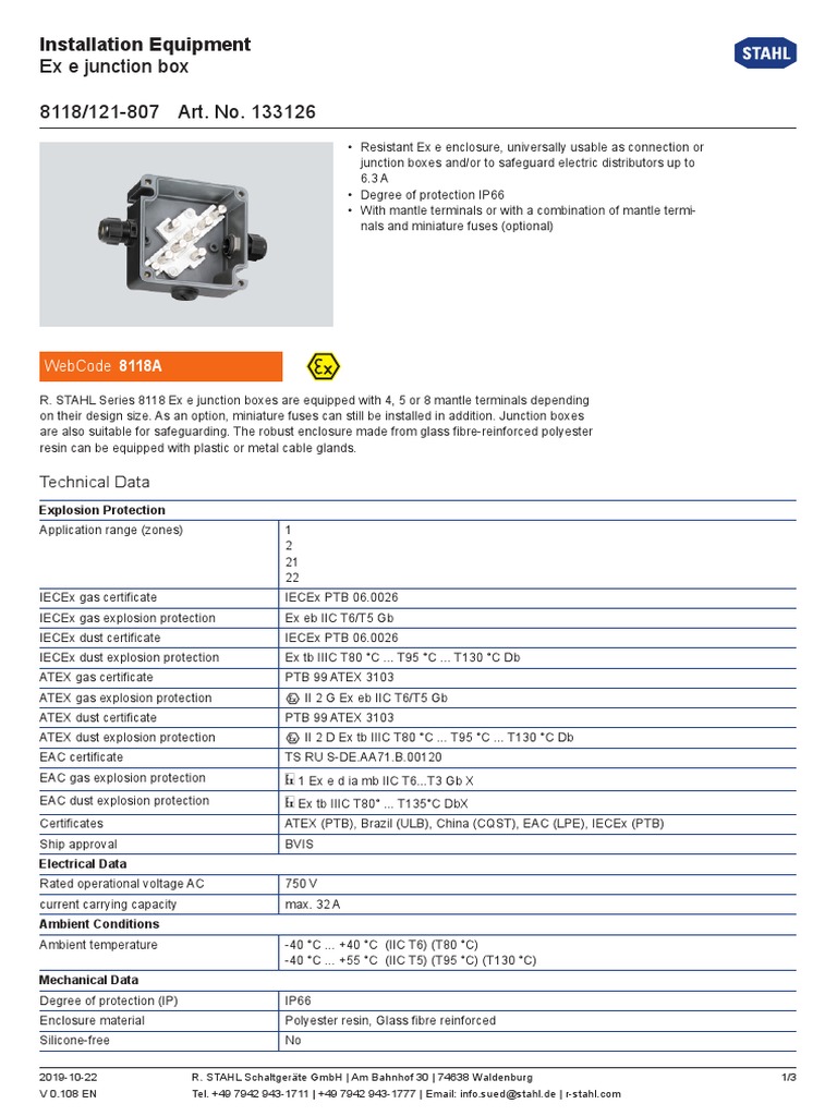 Data Sheet Junction Boxes 8118 121-807 GB | Download Free PDF ...