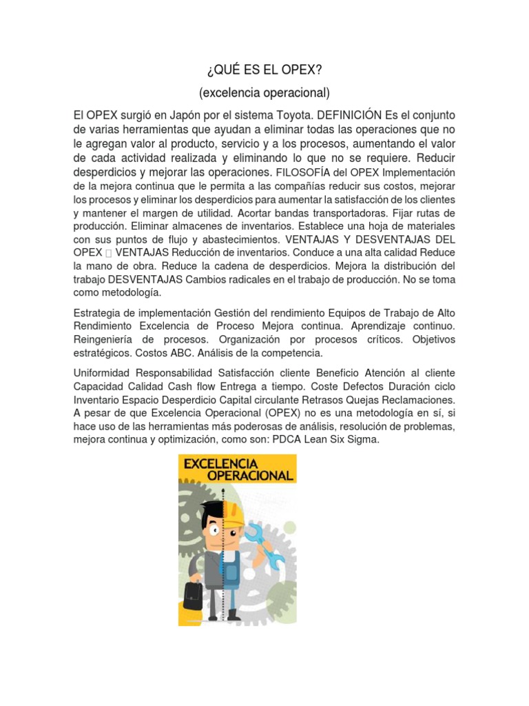 Qué Es El Opex | PDF | Six Sigma | Calidad (comercial)