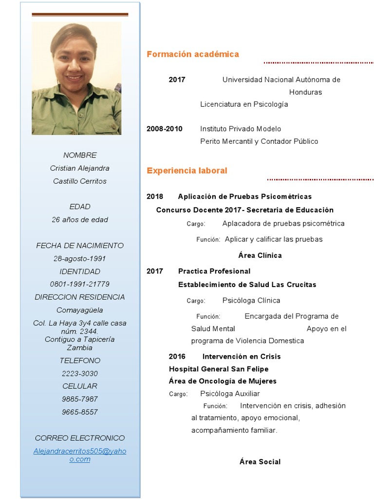 Copiar-Currículum Cristian | PDF | Honduras | Psicoterapia