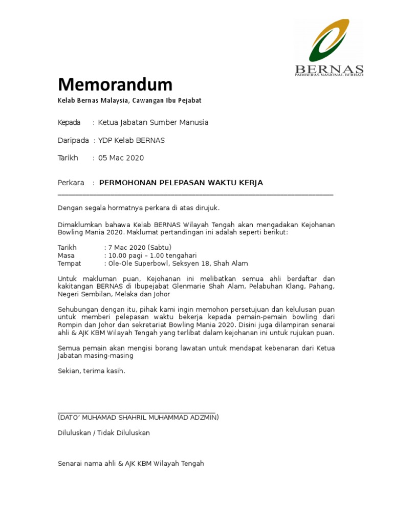 Memo Pelepasan Rompin | PDF