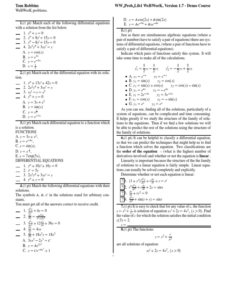 Demo DiffEQ | PDF | Equations | Slope