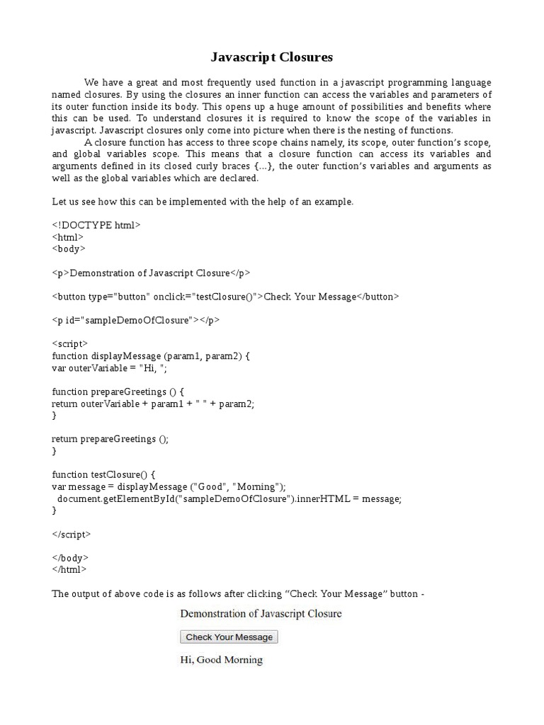 Javascript Closures | Download Free PDF | Scope (Computer Science) | Subroutine