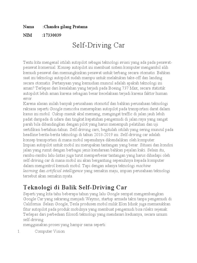 Teknologi di Balik Self-Driving Car | PDF