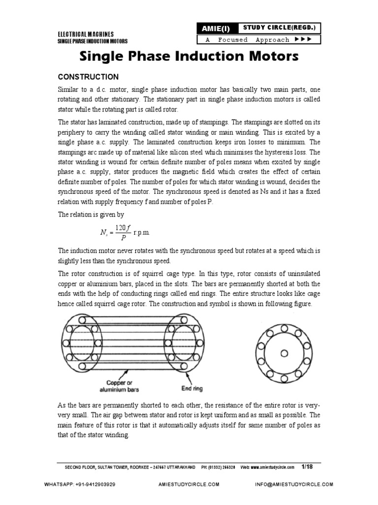 Single Phase Induction Motors Overview | PDF | Electric Motor ...