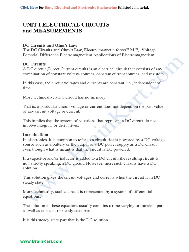 276 - BE8251 Basic Electrical and Electronics Engineering - UNIT I ...