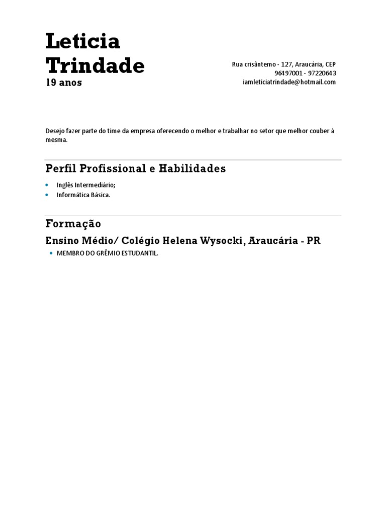 Curriculo 3 Leticia | PDF | Carreira e Crescimento