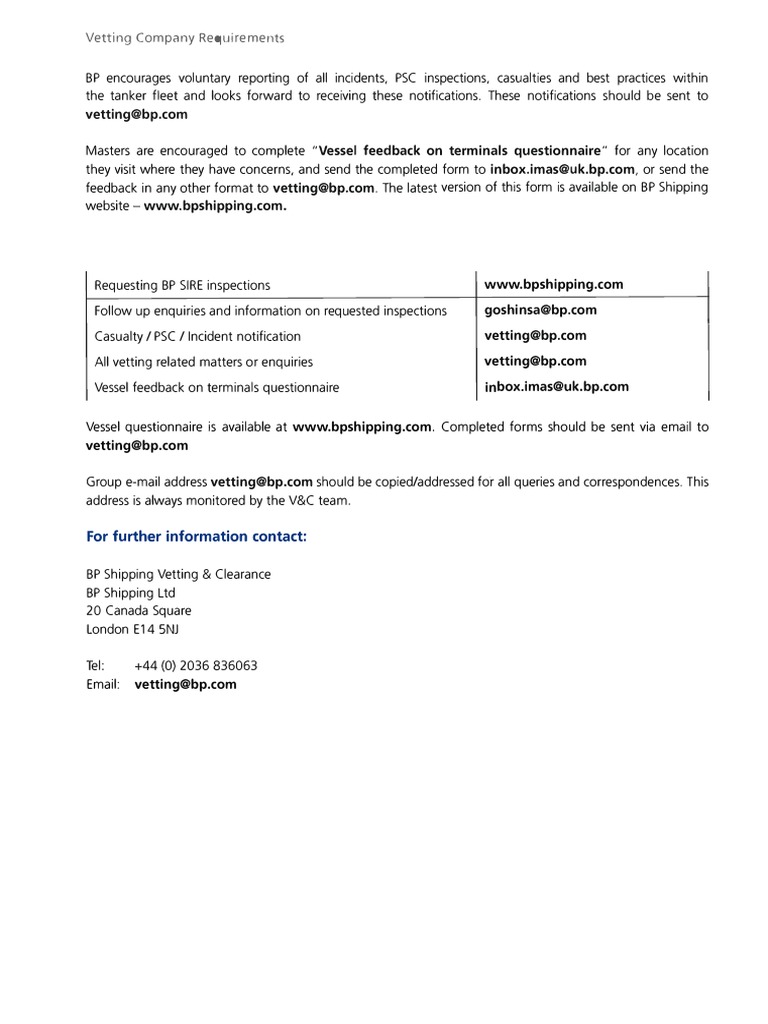 CEPSA Vessel Safety Criteria Guide | PDF | Transport | Business
