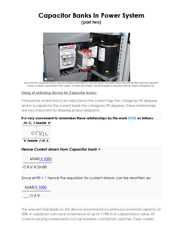 Capacitor Banks in Power System (Part-2) - EEP | PDF | Capacitor | Relay