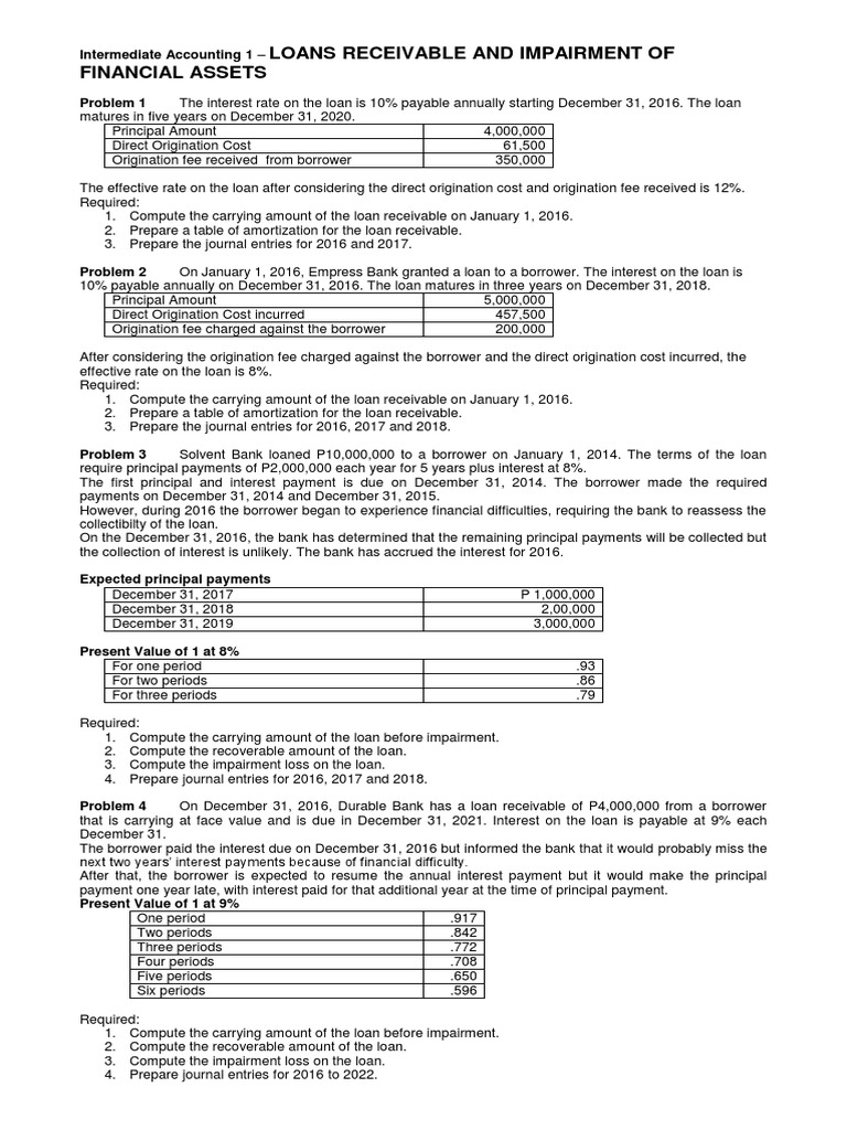 Loans Receivable | PDF | Loans | Present Value
