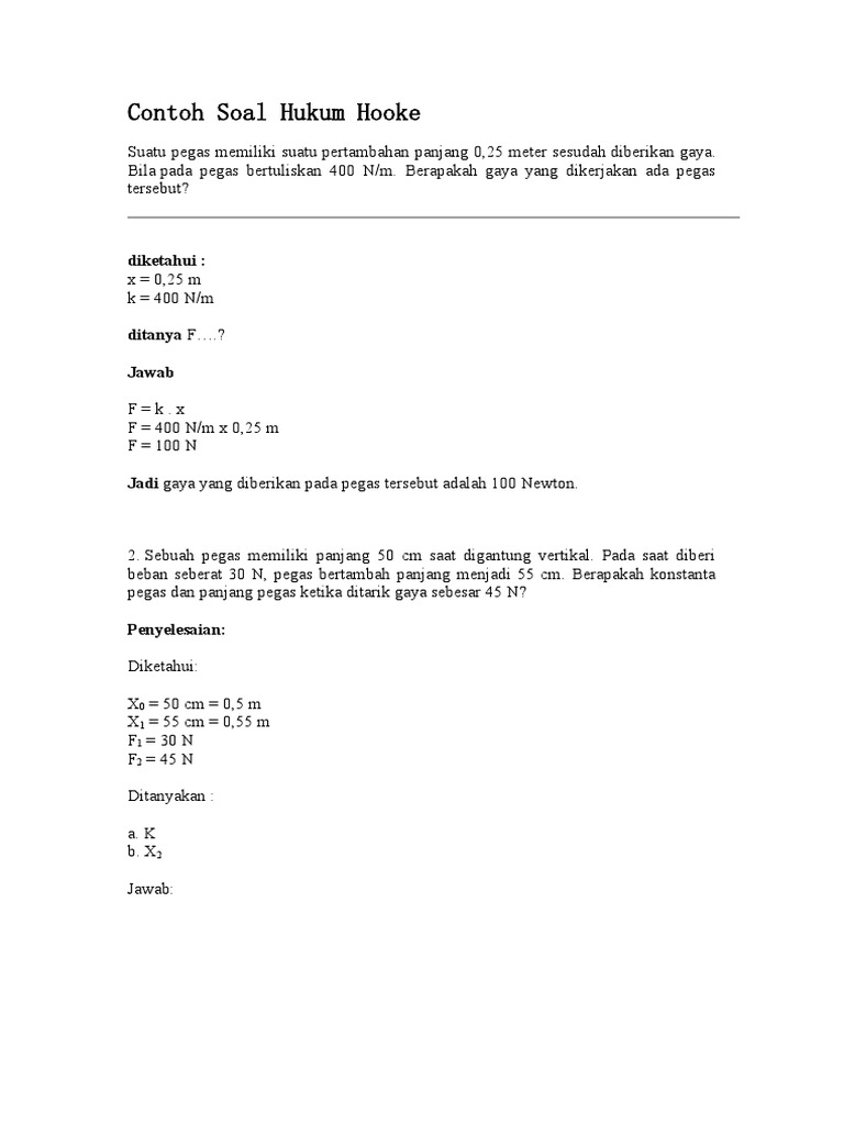 Contoh Soal Hukum Hooke | PDF