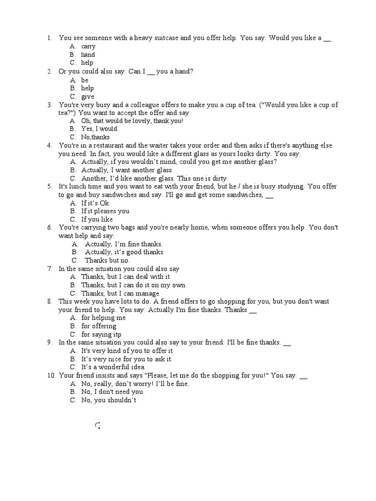 Exercise Offering Help | PDF