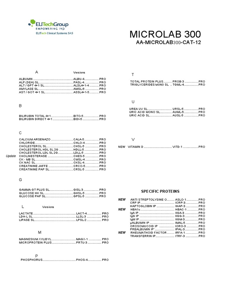Microlab 300 Test Procedures Guide | PDF | Calibration | Cholesterol