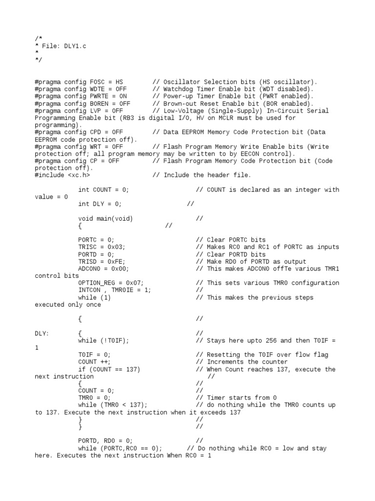 Delay Using Pic Microcontroller | PDF | Microcontroller | Digital ...
