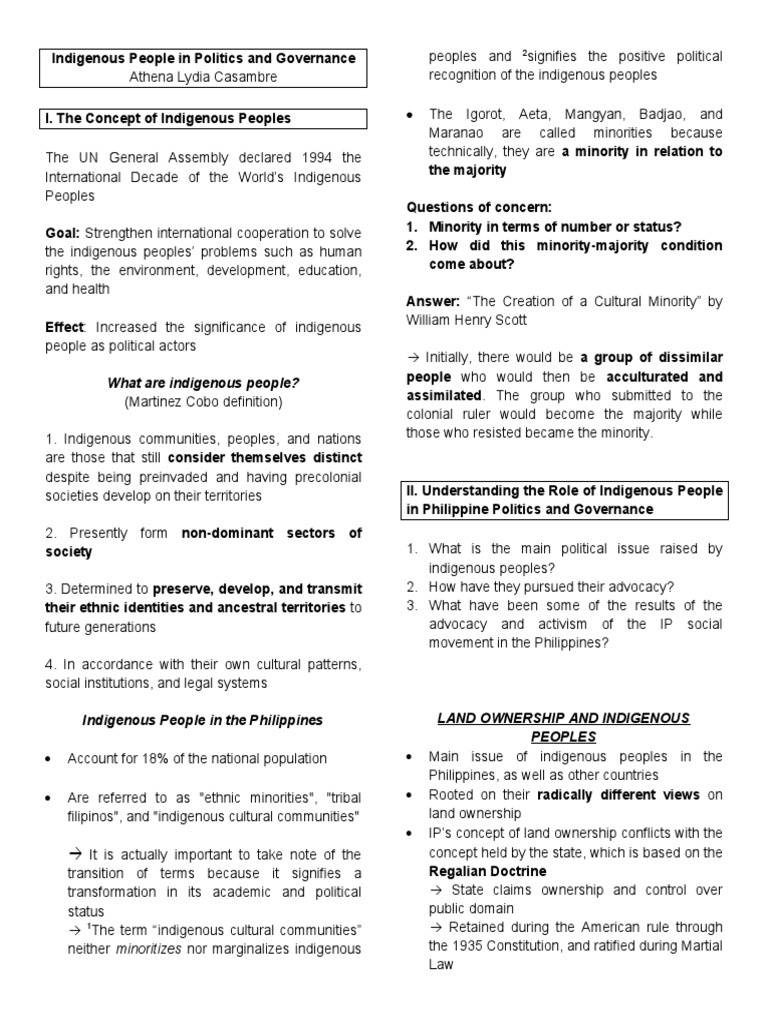 Indigenous People in Politics and Governance | PDF | Indigenous Peoples ...
