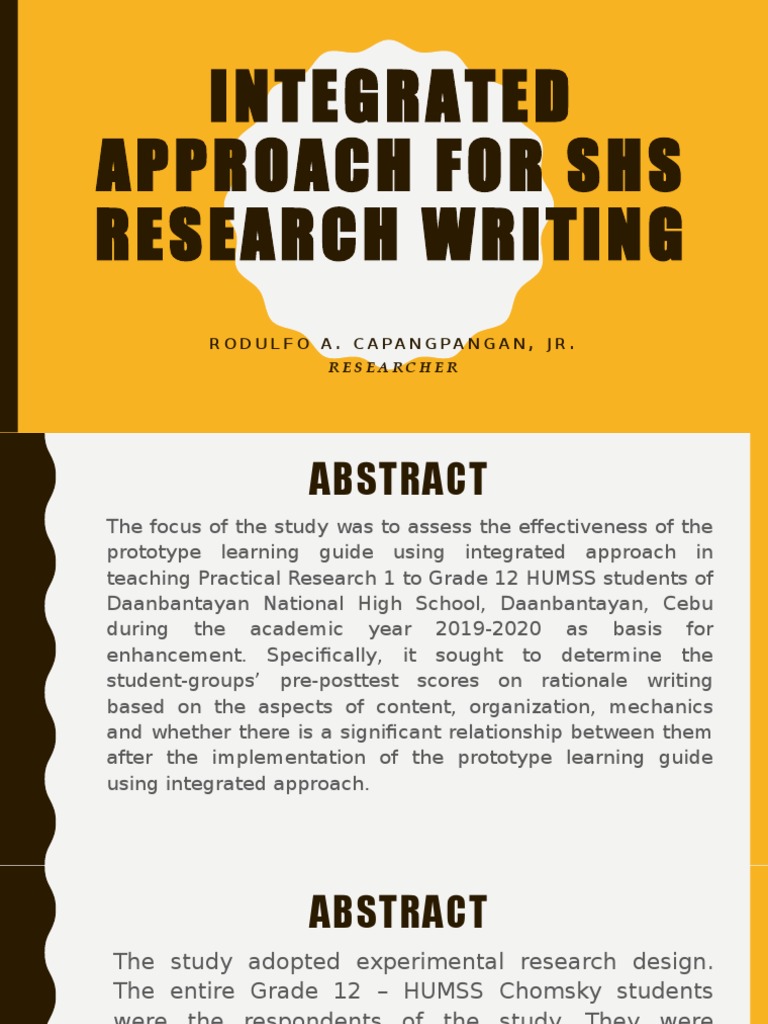 Integrated Approach For SHS Research Writing | PDF | Second Language ...