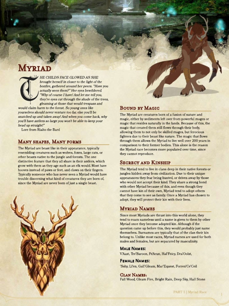 Myriad Race D&D 5e Homebrew | PDF