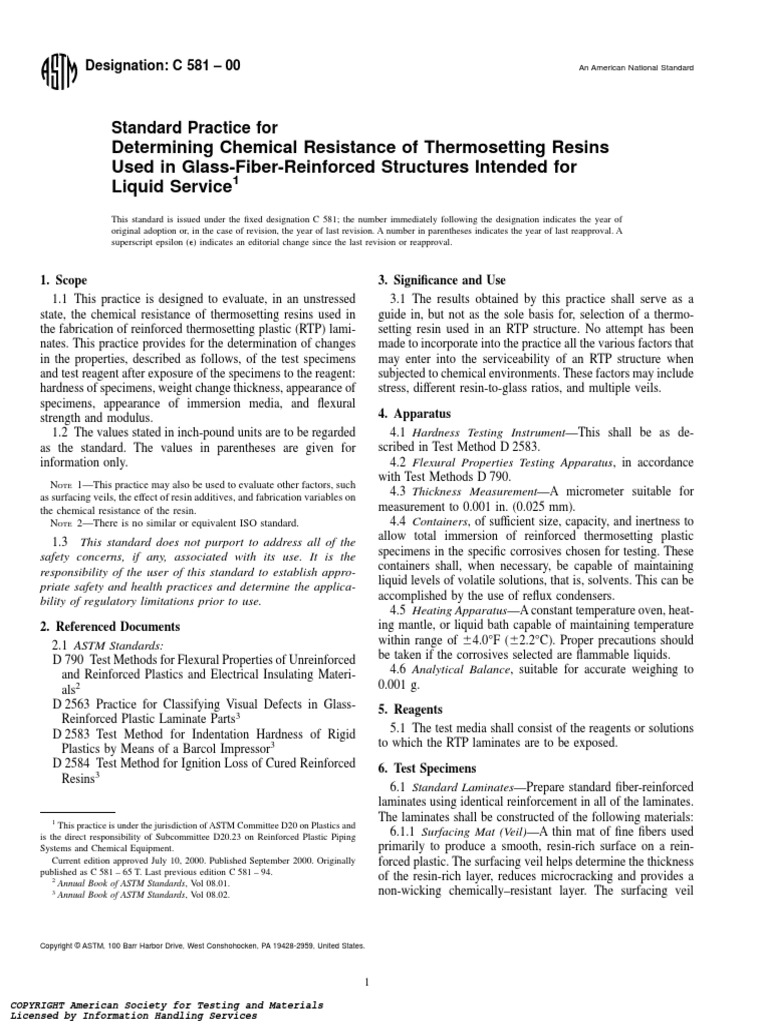 Astm C581 | PDF | Fiberglass | Glasses