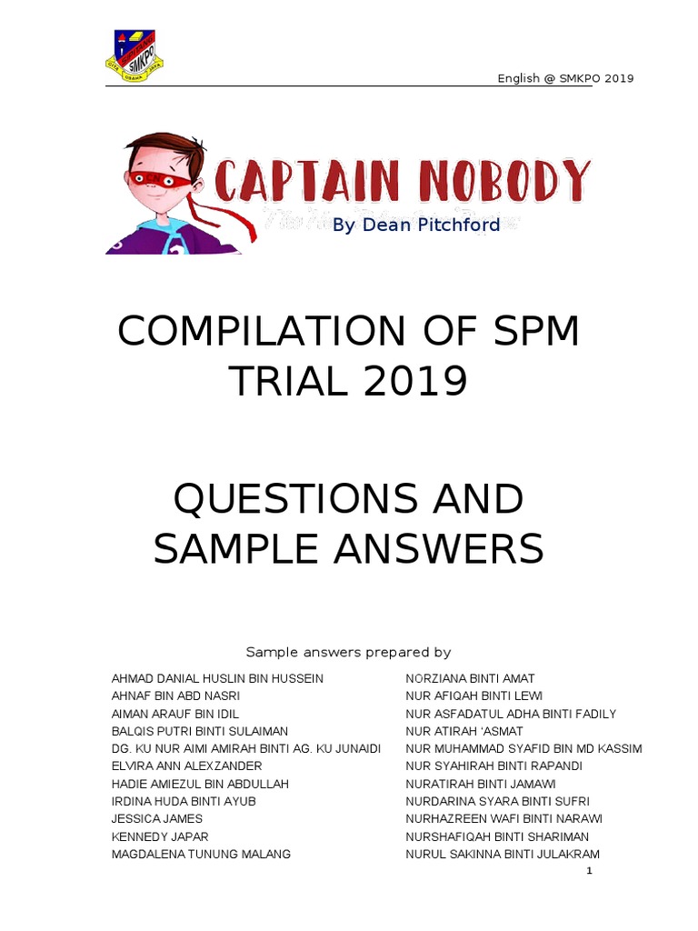 Answers Compilation of Section D Captain Nobody Trial 2019 | PDF ...