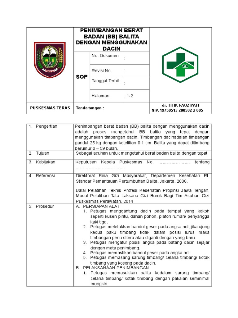 Penimbangan Berat Badan (BB) Balita Dengan Menggunakan Dacin | PDF