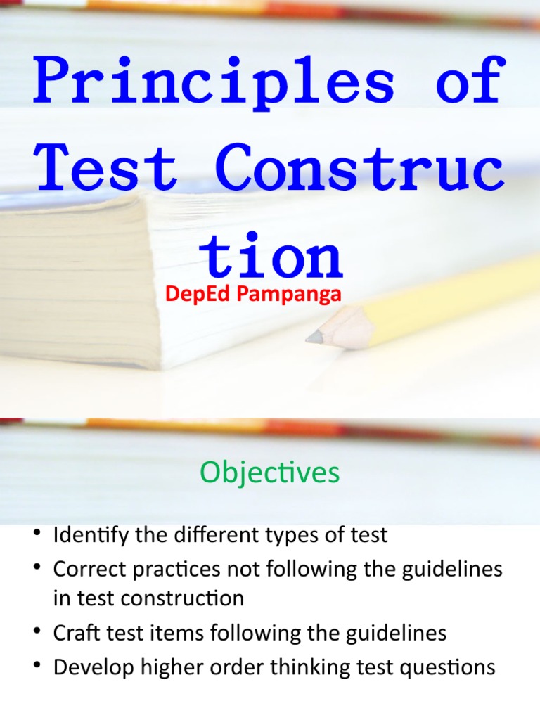 Principles of Test Construction Guide | PDF | Test (Assessment ...