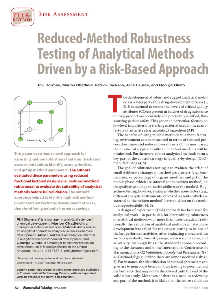 Reduced-Method Robustness Testing of Analytical Methods Driven by A ...