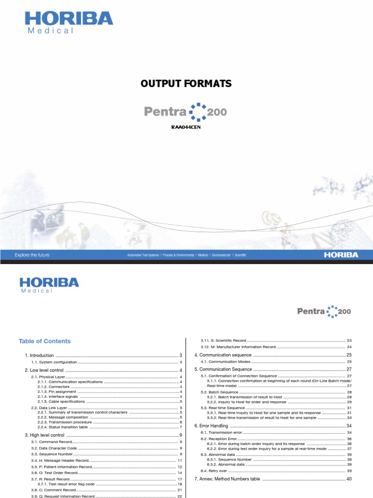 Pentra C200 Host Communication Guide | PDF | Data Transmission | Computer Data