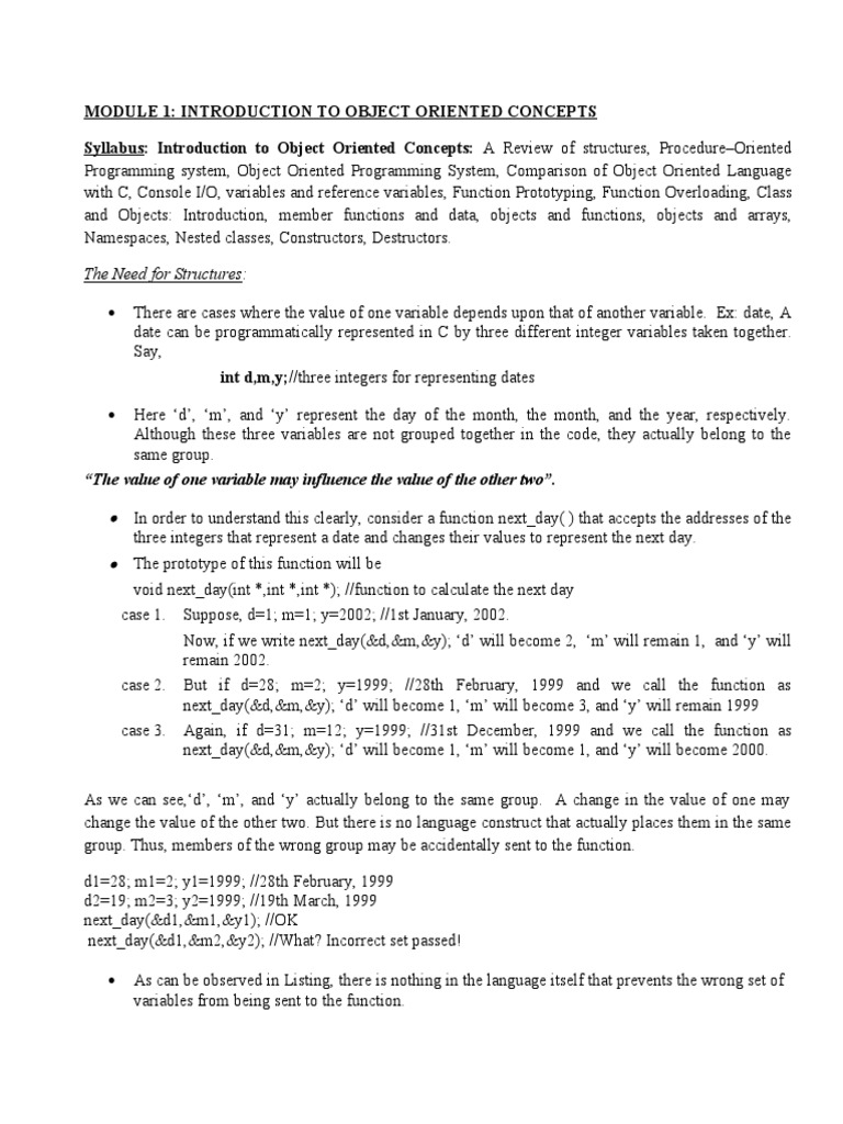 Ooc Notes Pdf Constructor Object Oriented Programming Programming