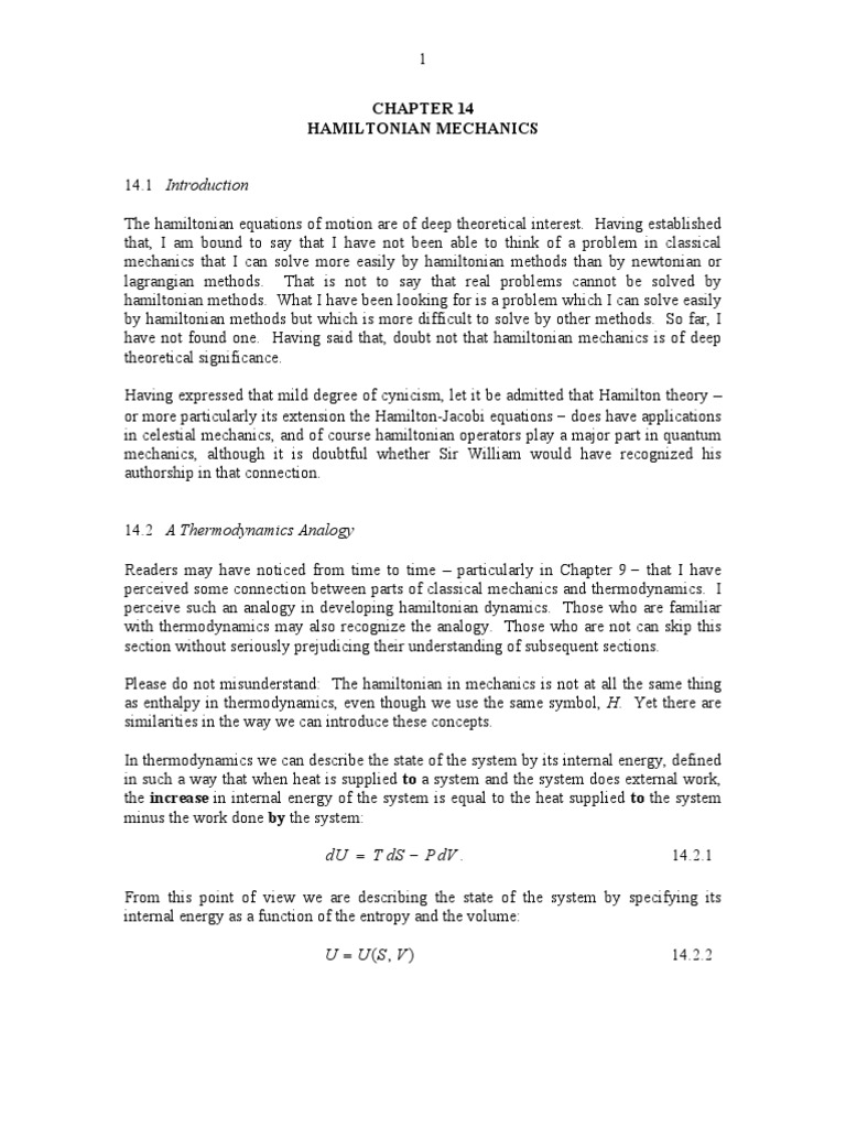 Hamiltonian Mechanics: DV P DS T Du | PDF | Hamiltonian Mechanics ...